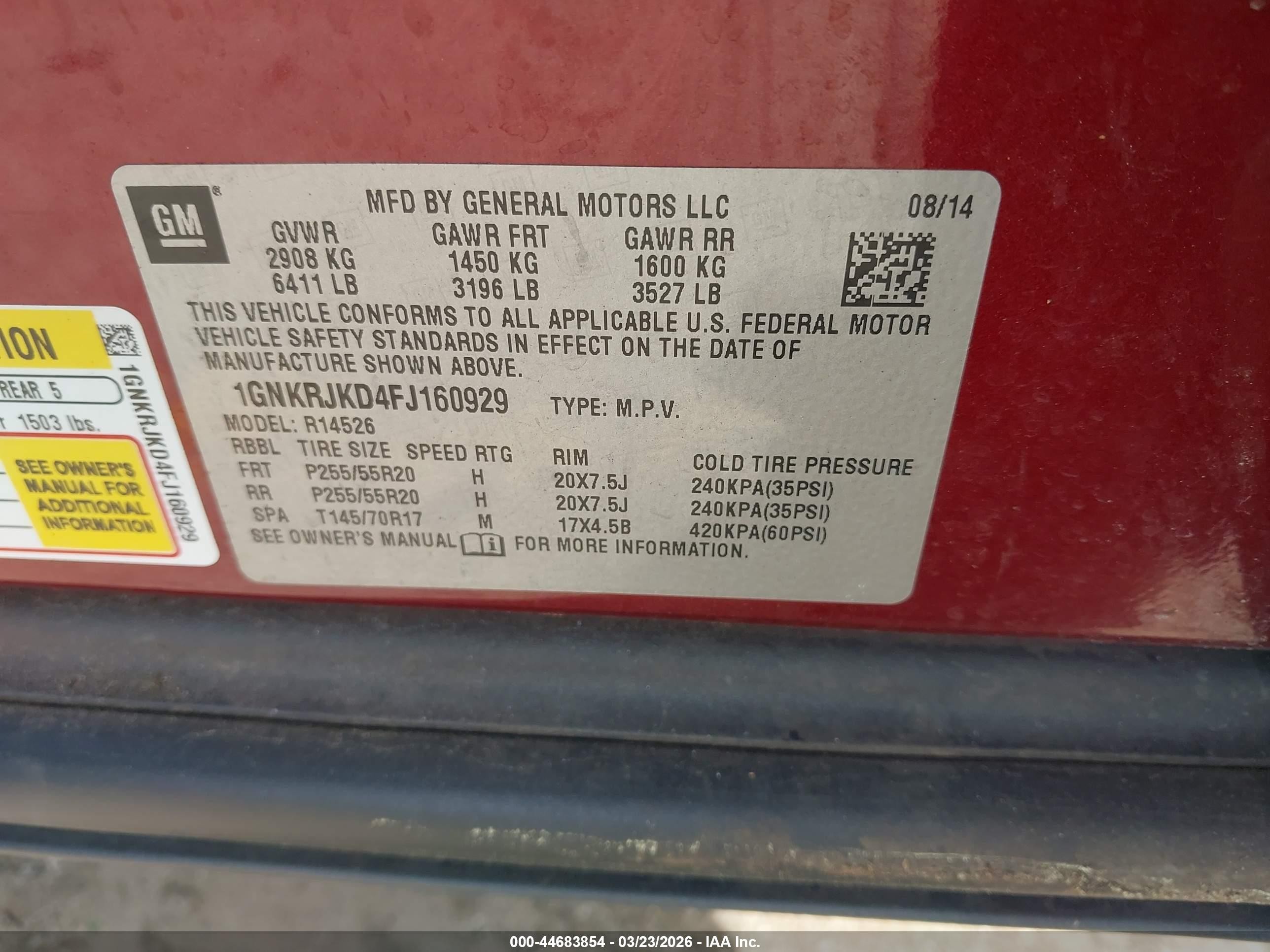 Price & History 2015 Chevrolet Traverse Ltz 3.6l V-6 Di, Dohc, Vvt ...